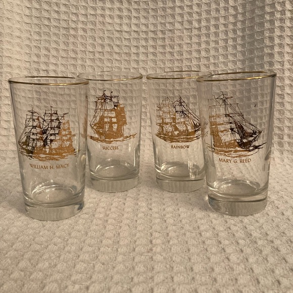 Unknown | Dining | Vintage Maritime Clipper Ship Glasses With Gold ...